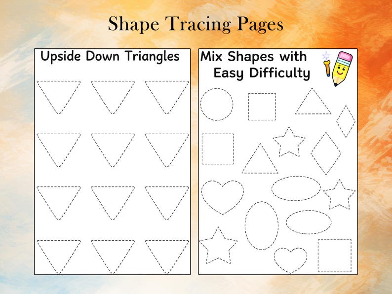 30 Preschool Shape Tracing Worksheets Bundle, Pre-writing Shape ...