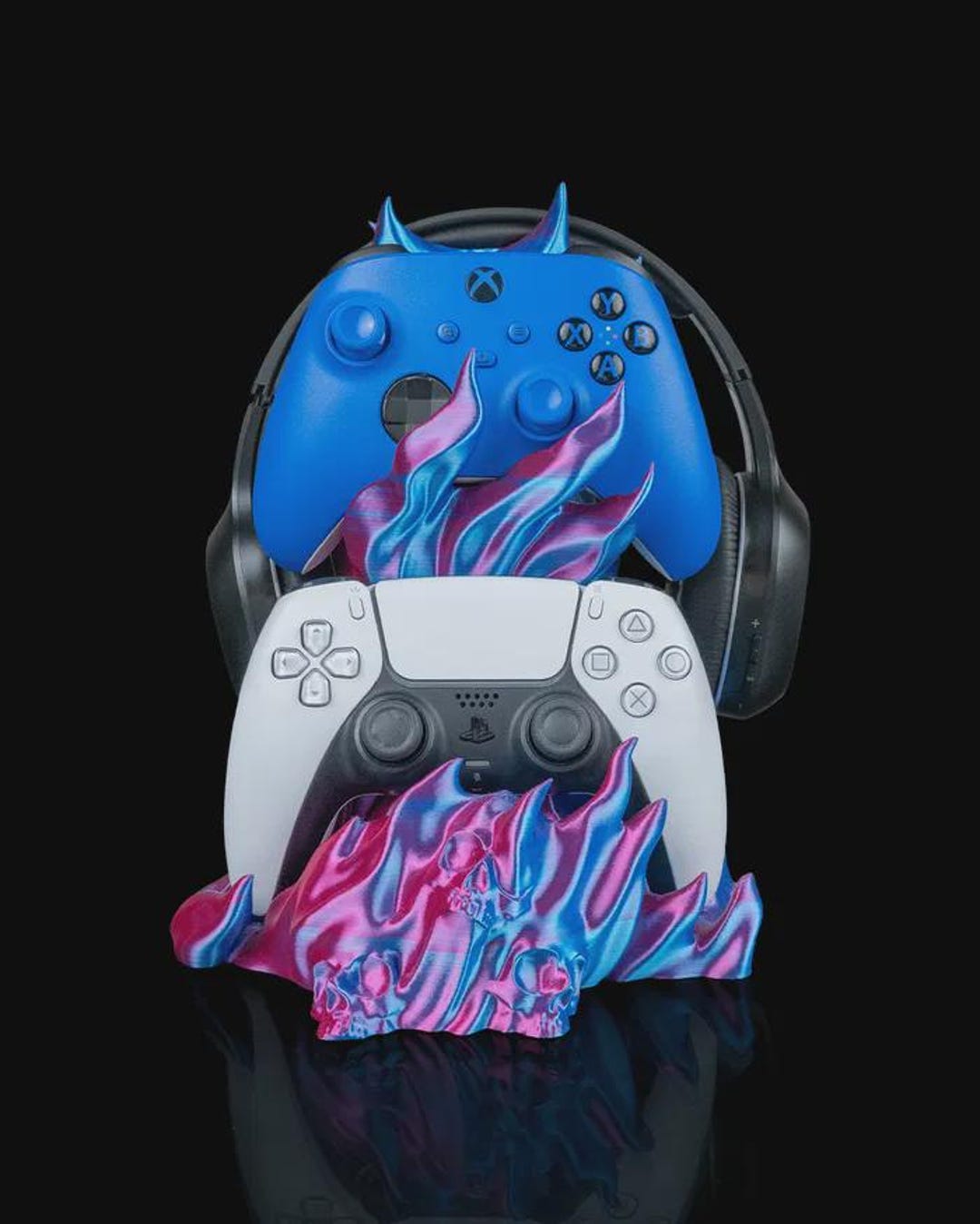 3D Printed Flame Headphone & Controller Stand – Dual Gaming Dock With ...
