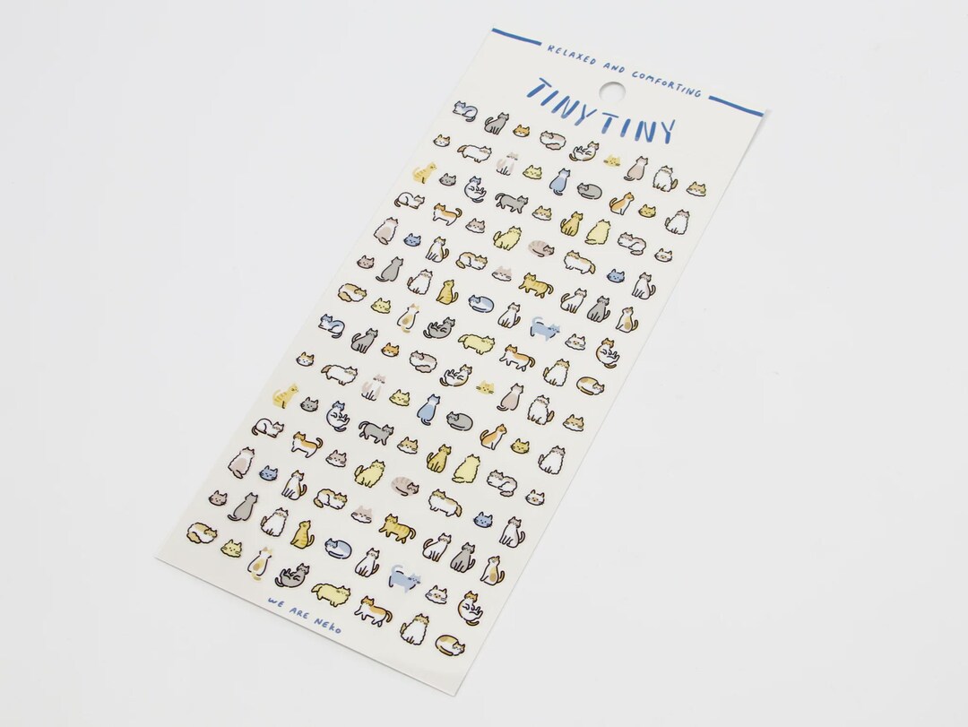 Kawaii Tiny Cat Sticker Sheet From Mind Wave, Japanese Tiny Tiny Cats ...
