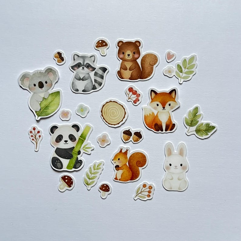 Woodland Animal Sticker Pack - 30 Mini Forest Animal Stickers ...