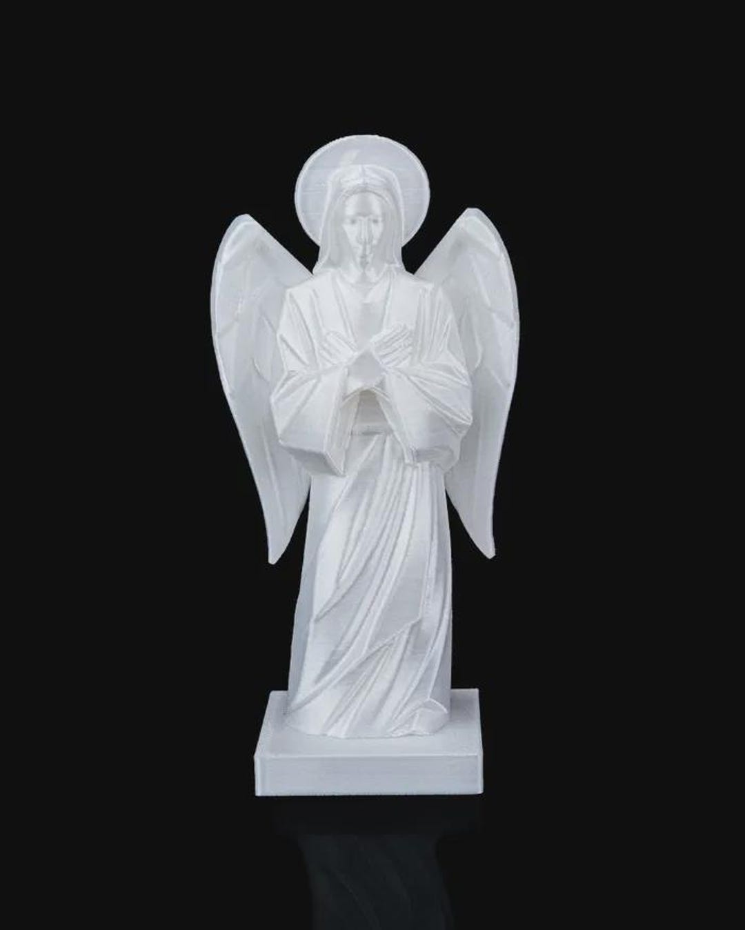 3D Printed Guardian Angel Statue – Modern Geometric Christian Figurine ...