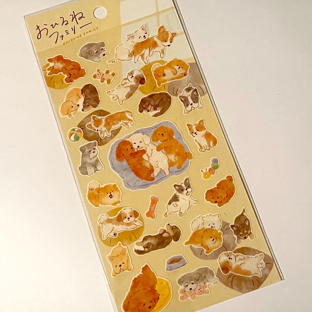 Kawaii Napping Puppy Sticker Sheet, Japanese Ohirune Family Dog Planner ...
