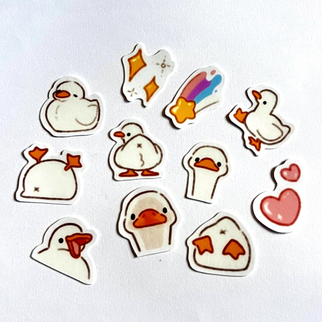 Cute Duck Sticker Pack, Kawaii Duck Planner Stickers, 12 Japanese Chibi ...
