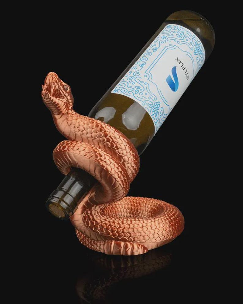 Snake Wine Bottle Holder, 3D Printed Wine Holder, Serpent Bottle Holder ...