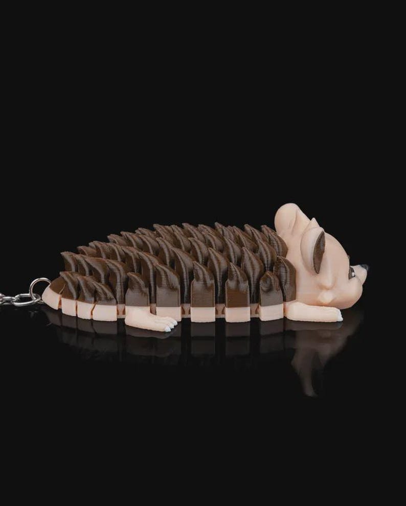 Articulated Hedgehog Keychain 3D Printed Flexi, Cute Hedgehog Fidget ...