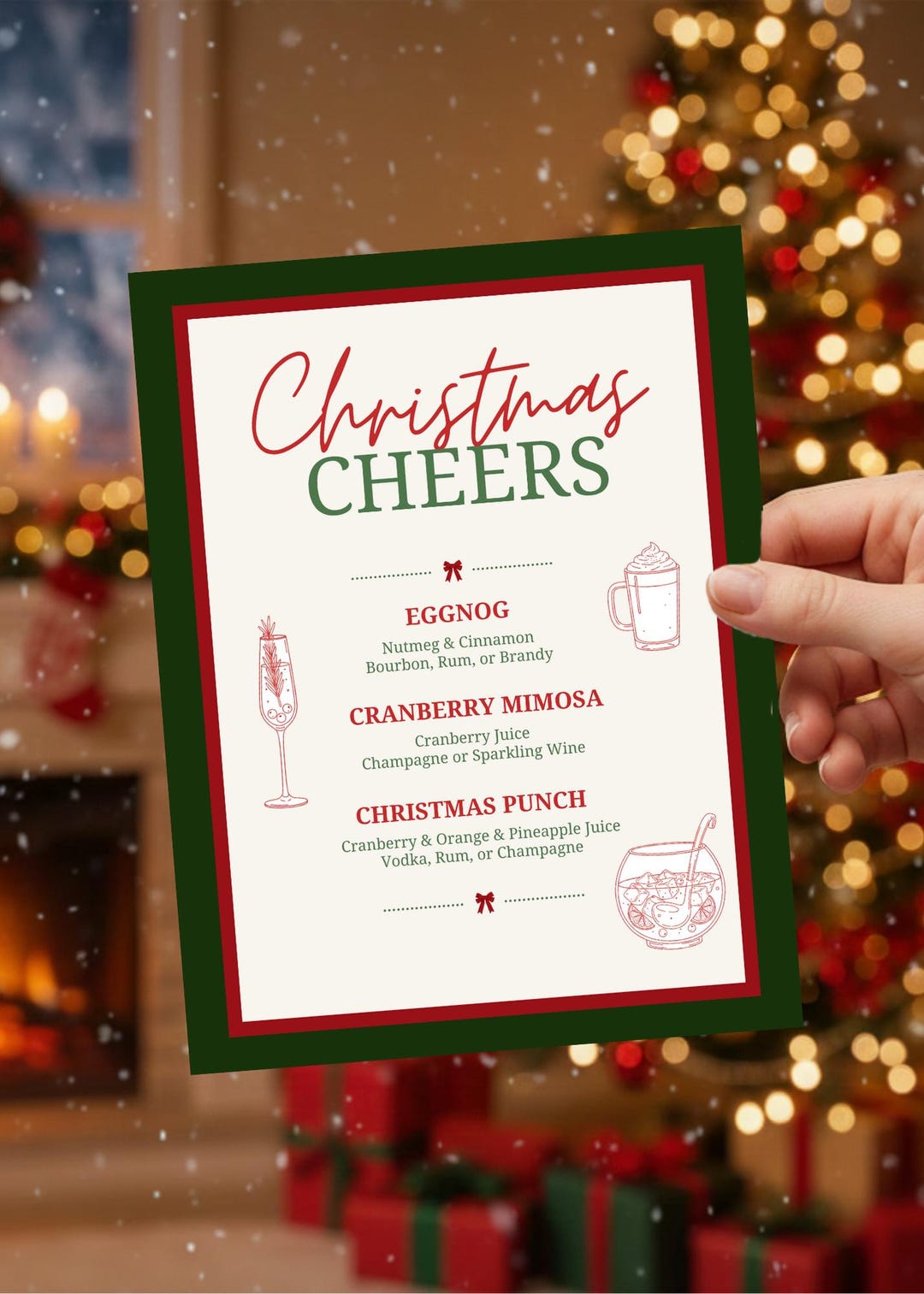 Christmas Cocktail Menu Template, Editable Holiday Bar Sign (canva) - Etsy