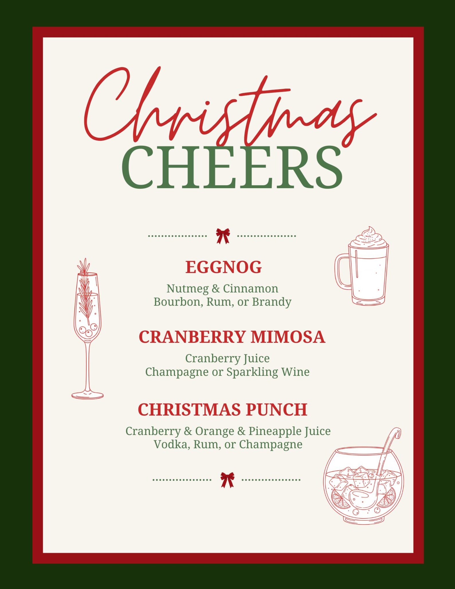 Christmas Cocktail Menu Template, Editable Holiday Bar Sign (canva) - Etsy