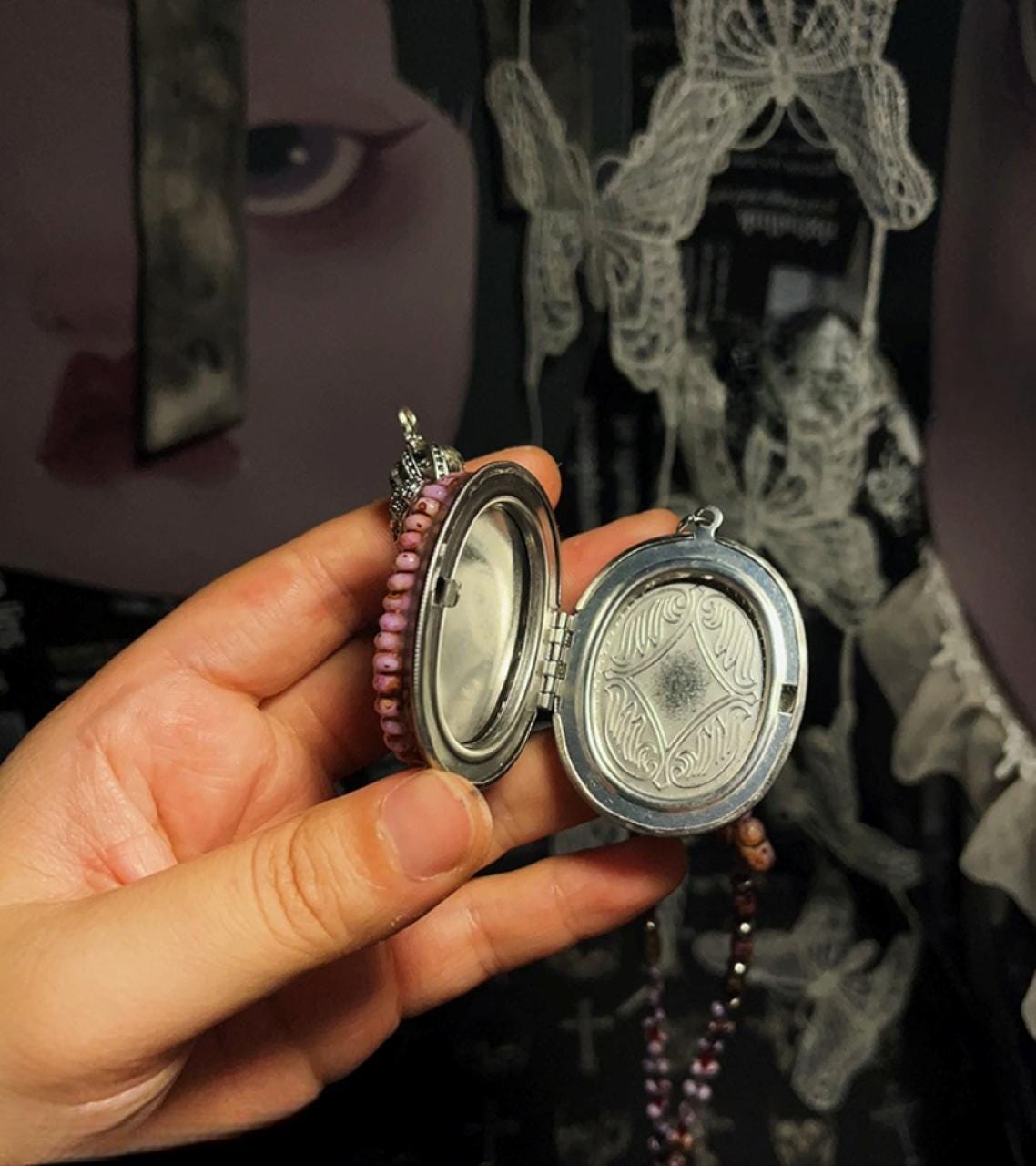Handmade Gothic Locket Necklace, Goth Doll Memorial Necklace ...