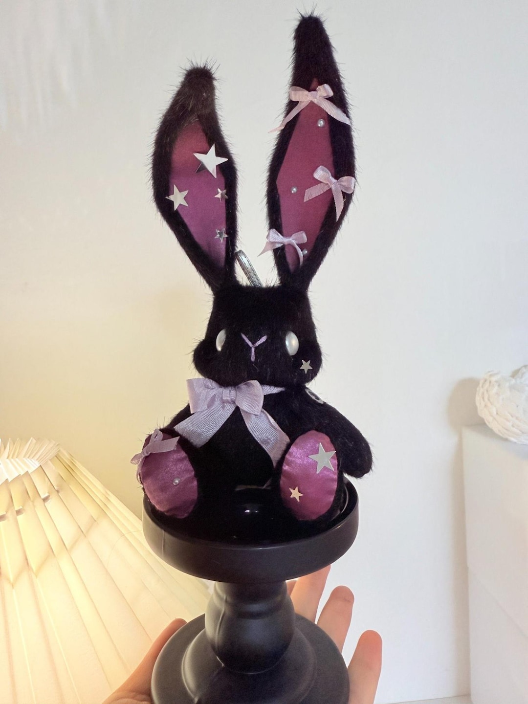 Handmade Goth Bunny Doll, Black Plush Bag Charm, Gothic Stuffied Animal ...