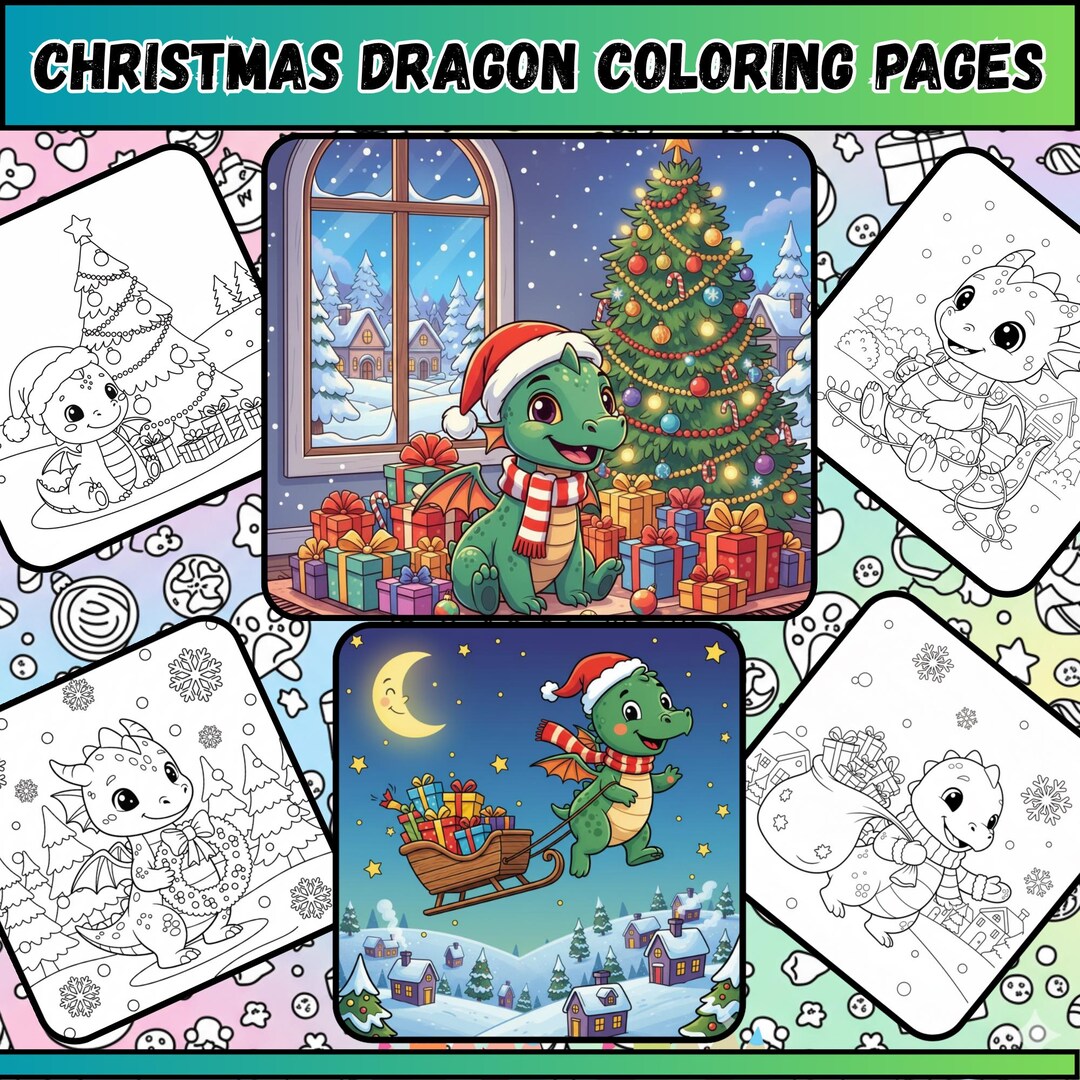 Christmas Dragon Coloring Pages | Printable PDF Activity Sheets for ...