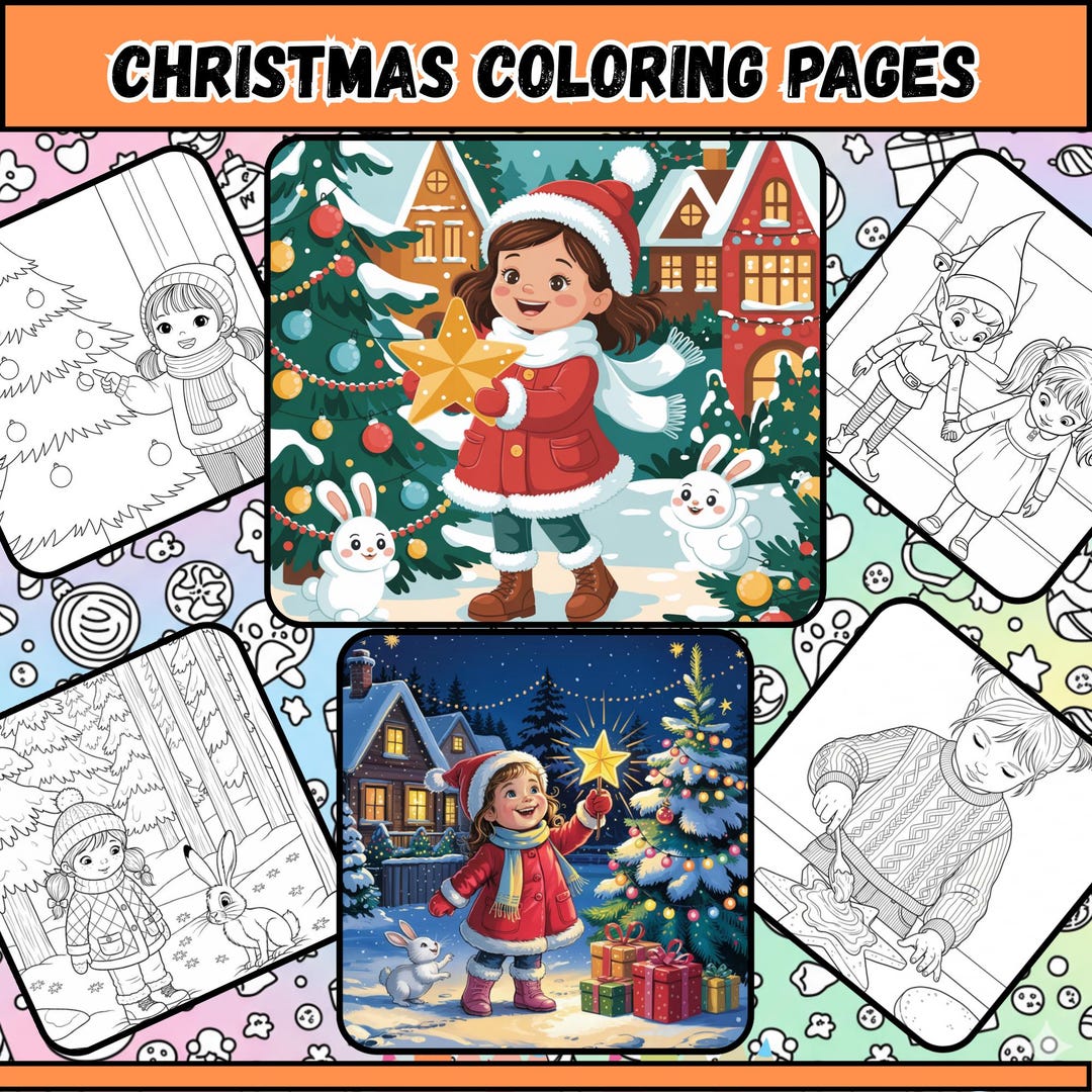 Christmas Coloring Pages | Kids Printable Holiday Set - Etsy