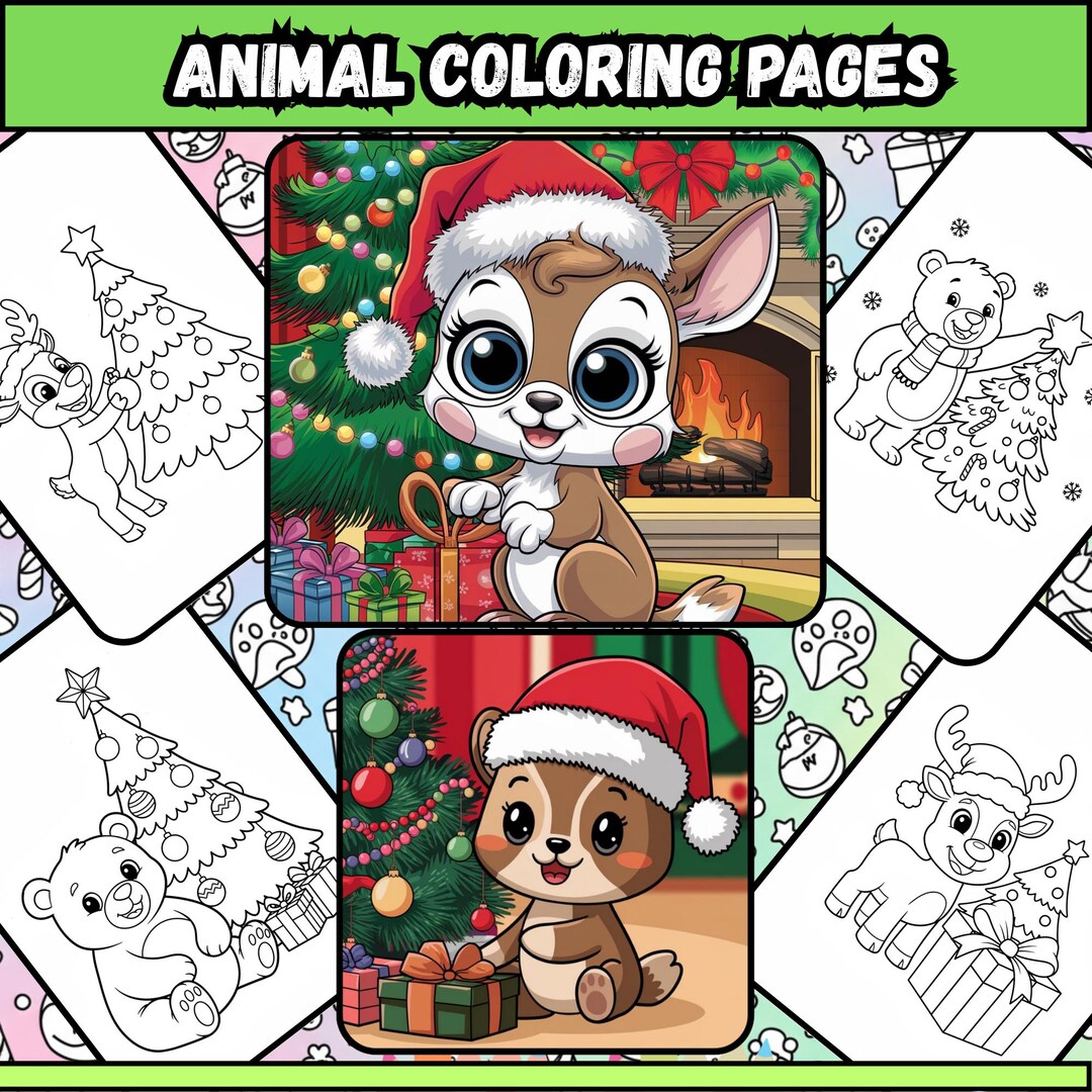 Animal Winter Holiday Coloring Pages : Christmas Animals Activity Pack ...