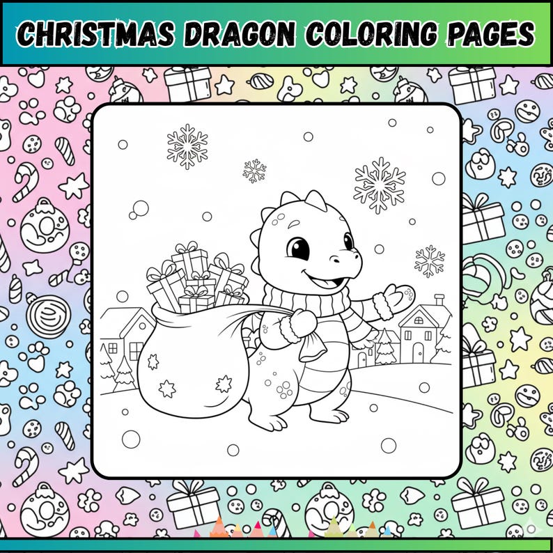Christmas Dragon Coloring Pages | Printable PDF Activity Sheets for ...