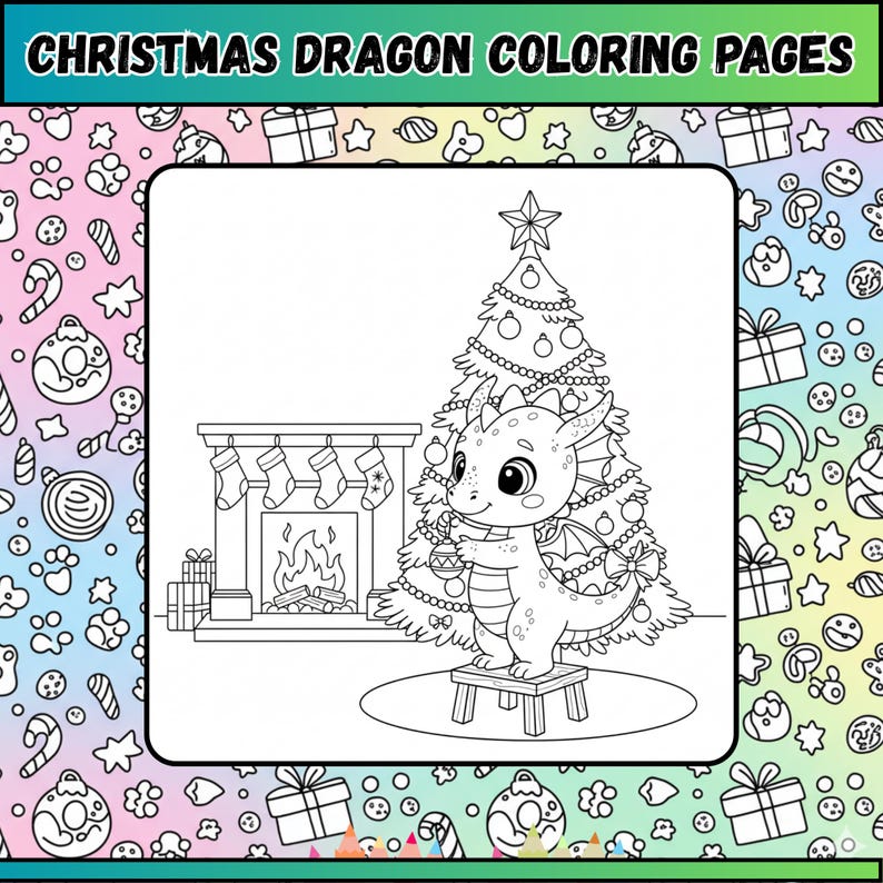 Christmas Dragon Coloring Pages | Printable PDF Activity Sheets for ...