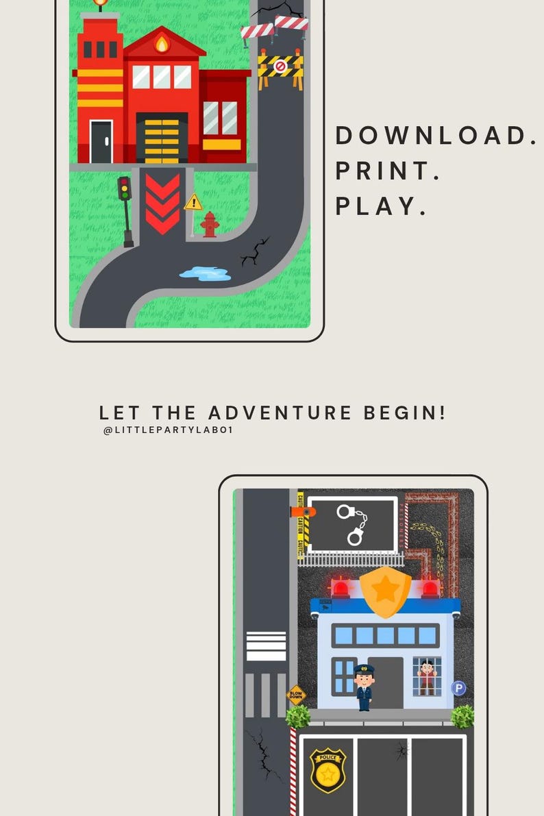 Printable Bundle Police Station + Fire Station | Kids Pretend Play Set ...