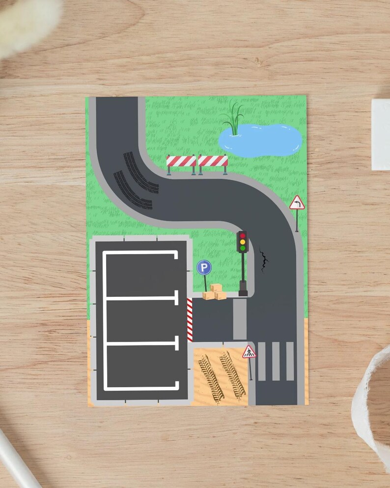 Printable Fire Station & Parking Lot Bundle | A4 Car Track Playset ...
