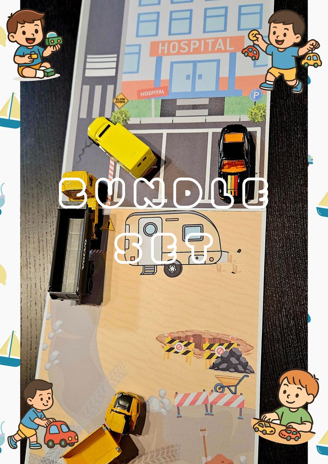 Printable Hospital & Worksite Bundle for Kids - A4 Road Map Playset ...