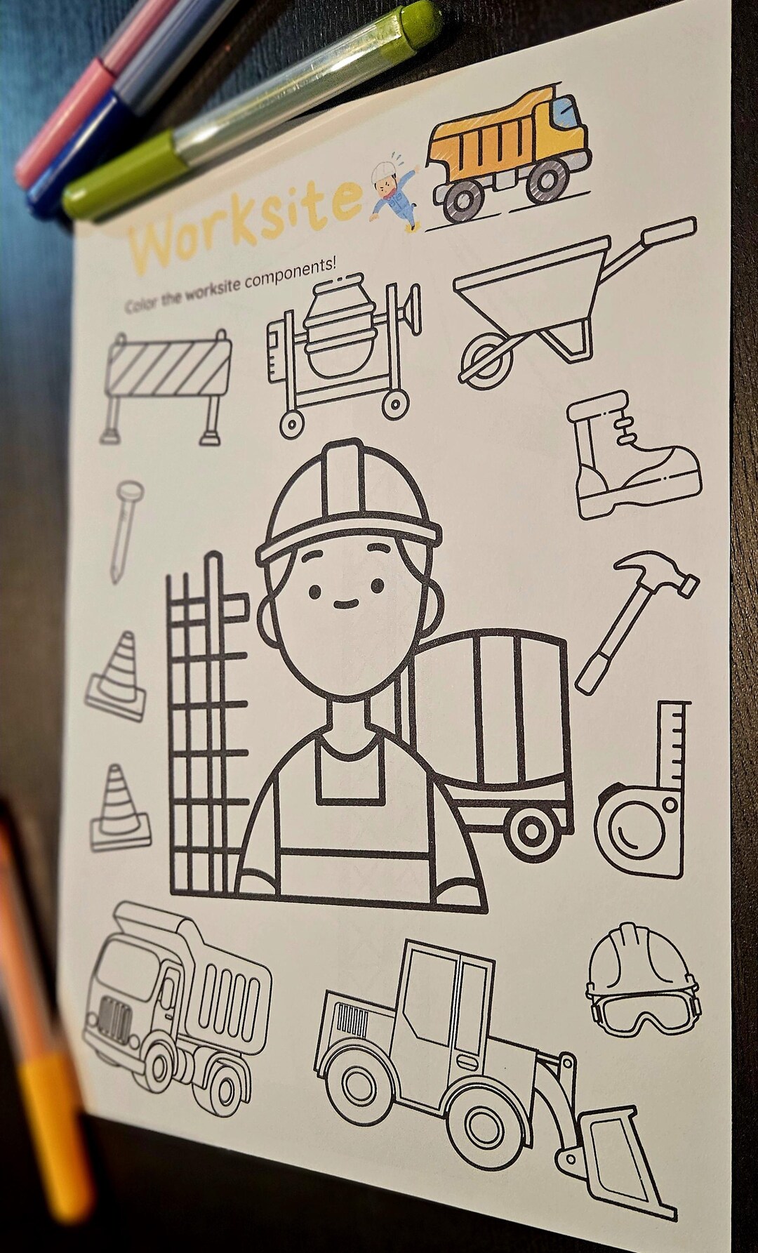 Worksite Coloring Page Printable for Kids | Construction Vehicles ...