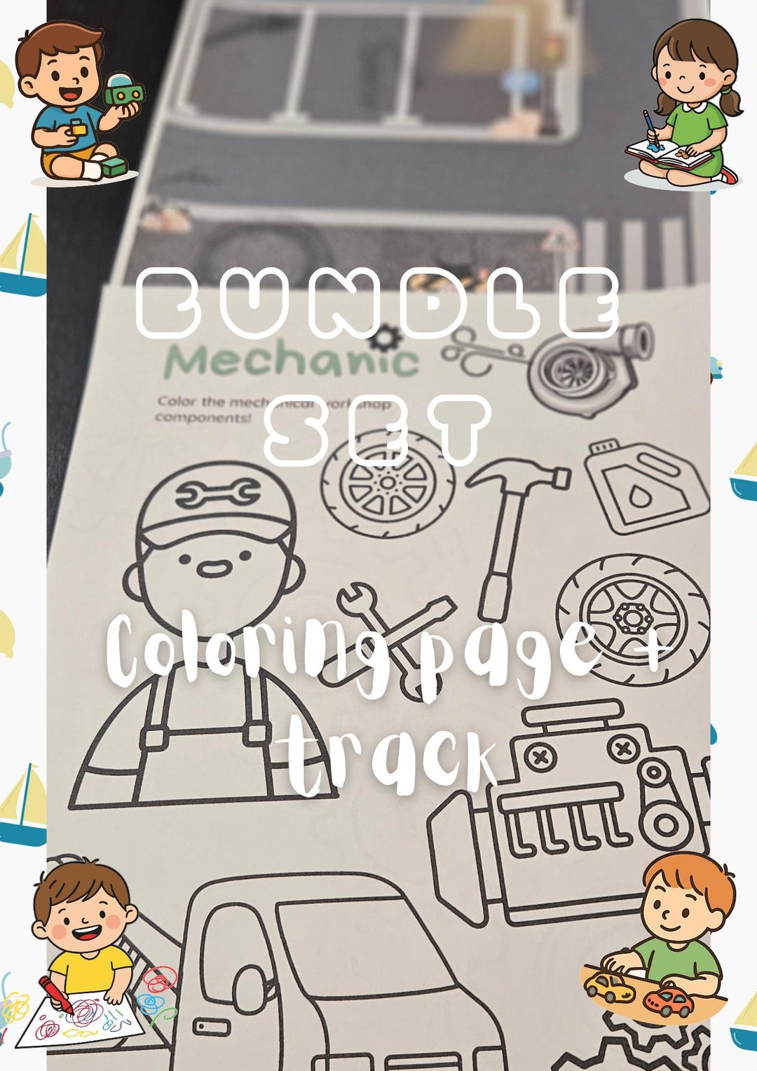 Car Mechanic Play Track Printable + Coloring Page | Vehicle Activity ...