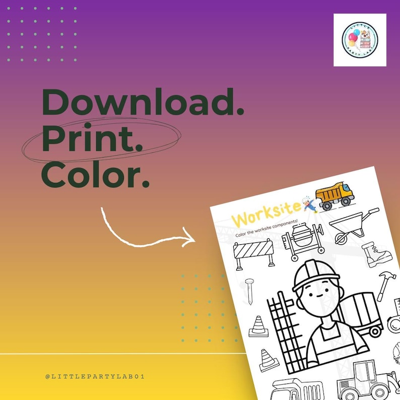 Worksite Coloring Page Printable for Kids | Construction Vehicles ...