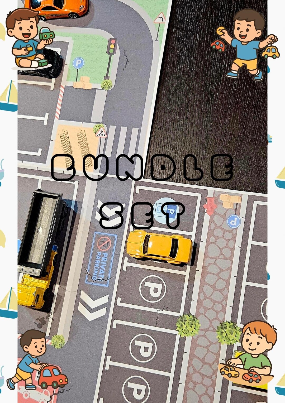 Printable Parking Lot Play Mat Bundle – 3 Car & Truck Parking Tracks ...