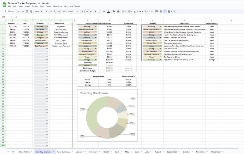 Financial Tracker Template | Budget Spreadsheet for Google Sheets ...