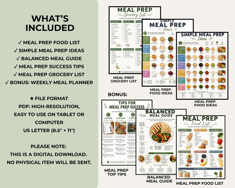 Meal Prep Food List Printable, Grocery List & Simple Meal Prep Ideas ...