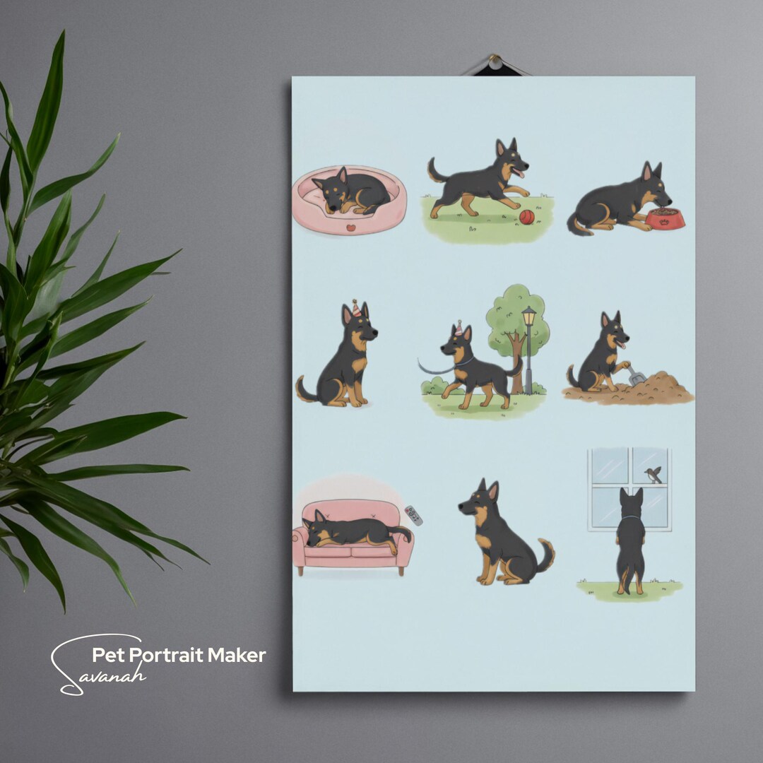Custom 9 Grid Pet Portrait From Photo | Funny Pet Comic (digital ...