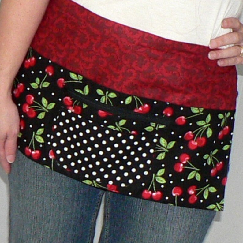 Black Cherries Multi-pocket Apron With Zipper Great for - Etsy