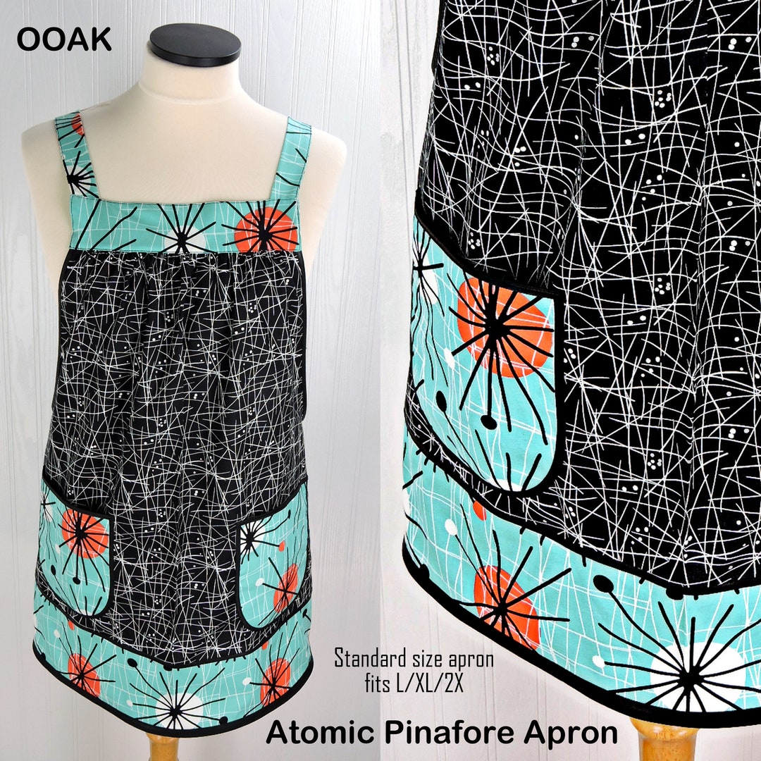 SHIPS FAST Atomic Pinafore Apron, Relaxed Fit Apron With No Ties, Retro ...