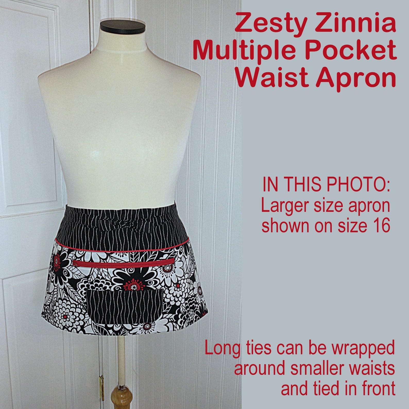 Zesty Zinnia Waist Apron With Pockets for Vendors, Gardeners, Servers ...