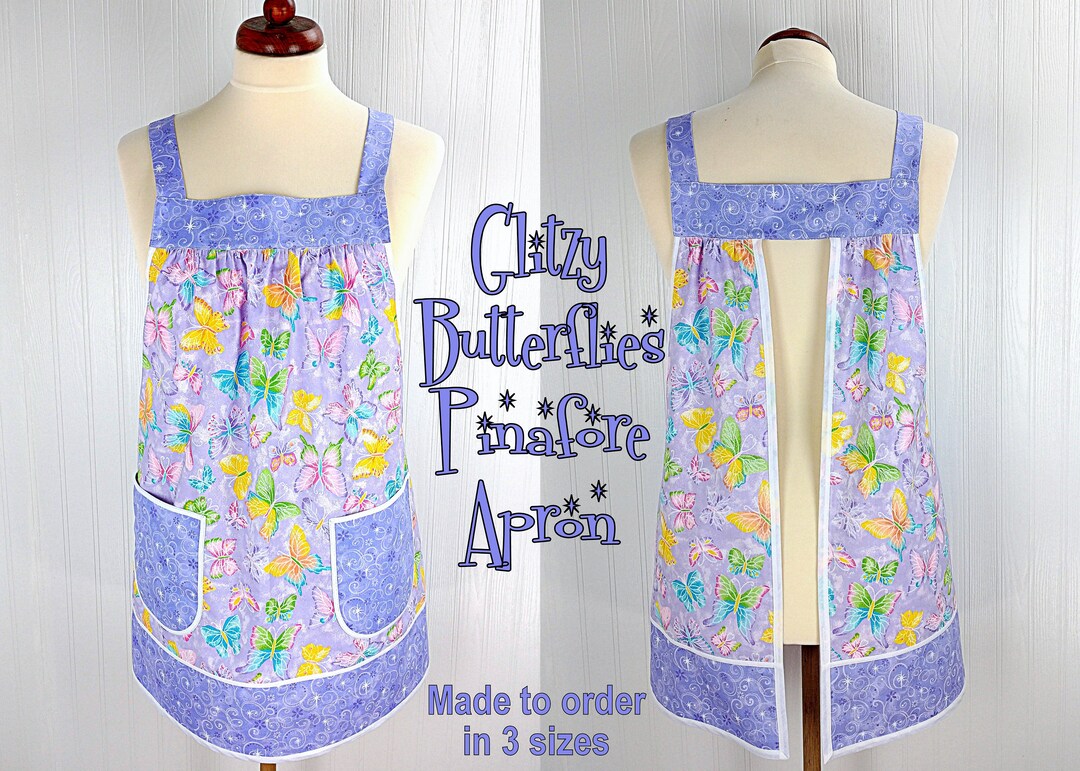 Purple Glitzy Sparkle Butterflies Pinafore With No Ties (straps Go ...
