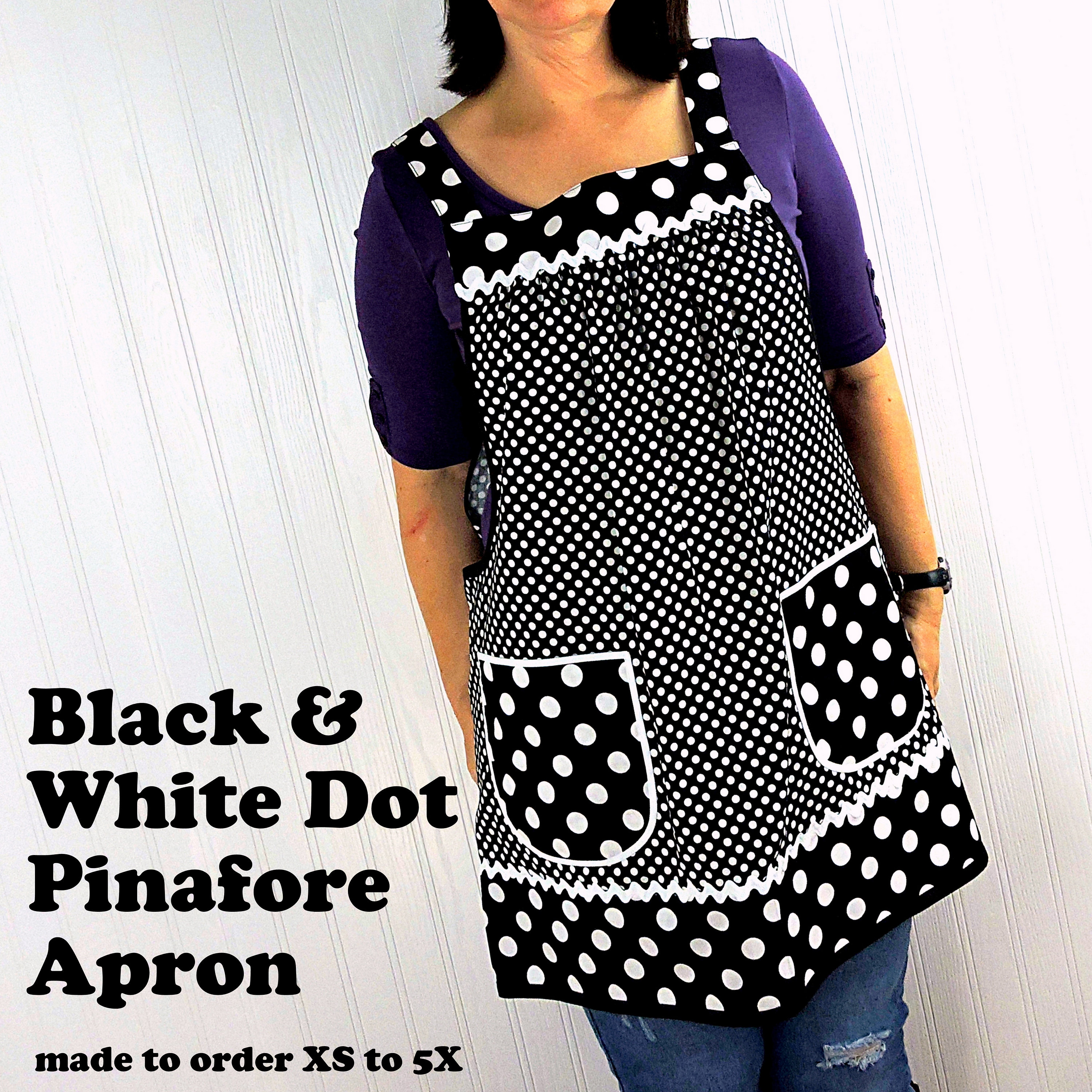 Black and White Dot Pinafore With No Ties, Relaxed Fit Smock With ...