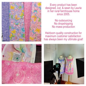 Pink Glitzy Butterflies Pinafore With No Ties, Relaxed Fit Smock Apron ...