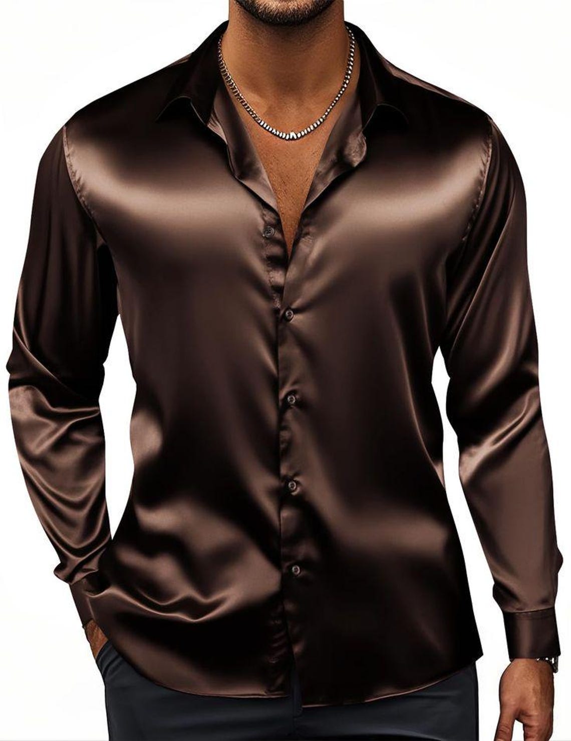 Partywear Mens Satin Fabric Fancy Color Shirts. - Etsy