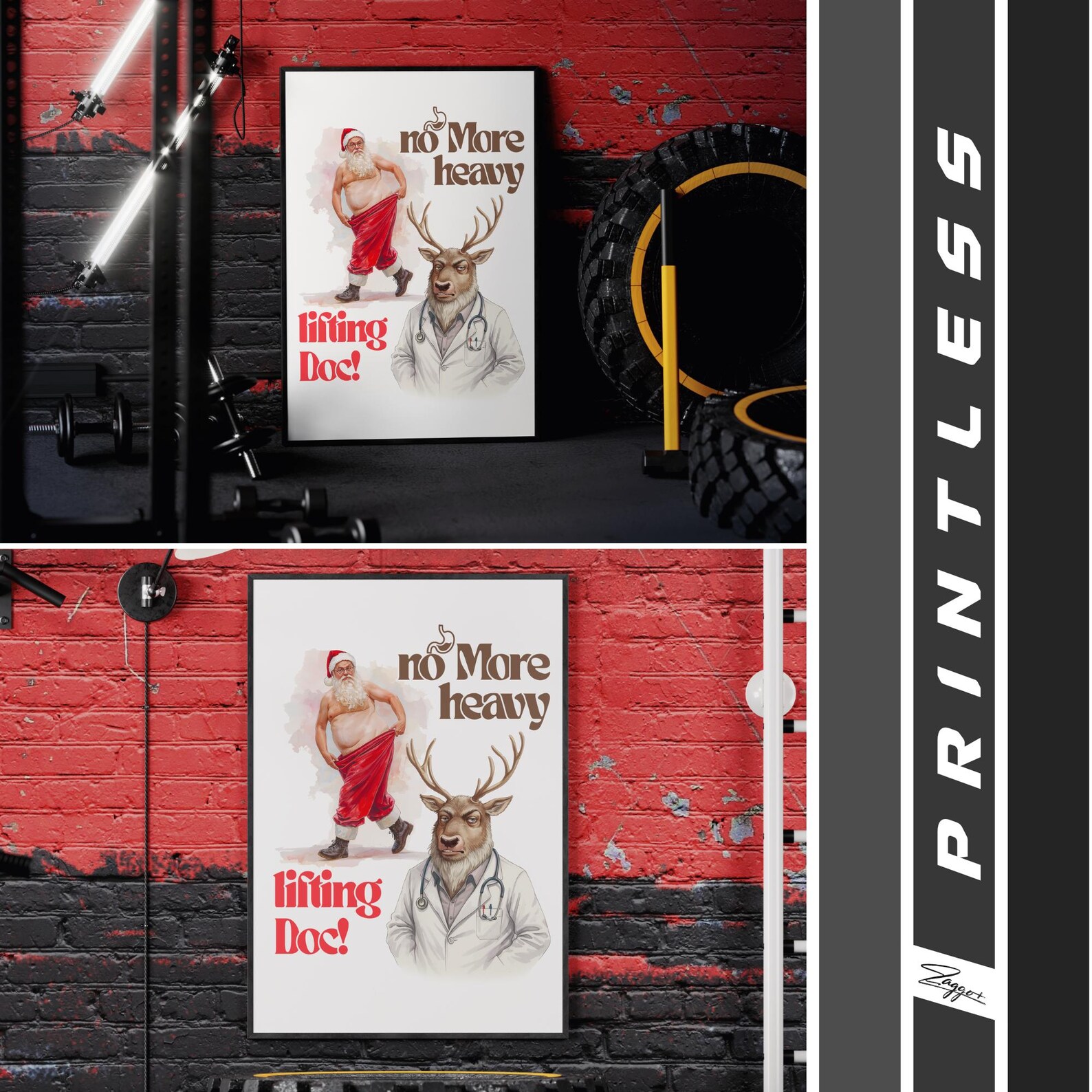 Santa Therapy Poster – Funny Christmas Wall Art, Retro Holiday Decor ...