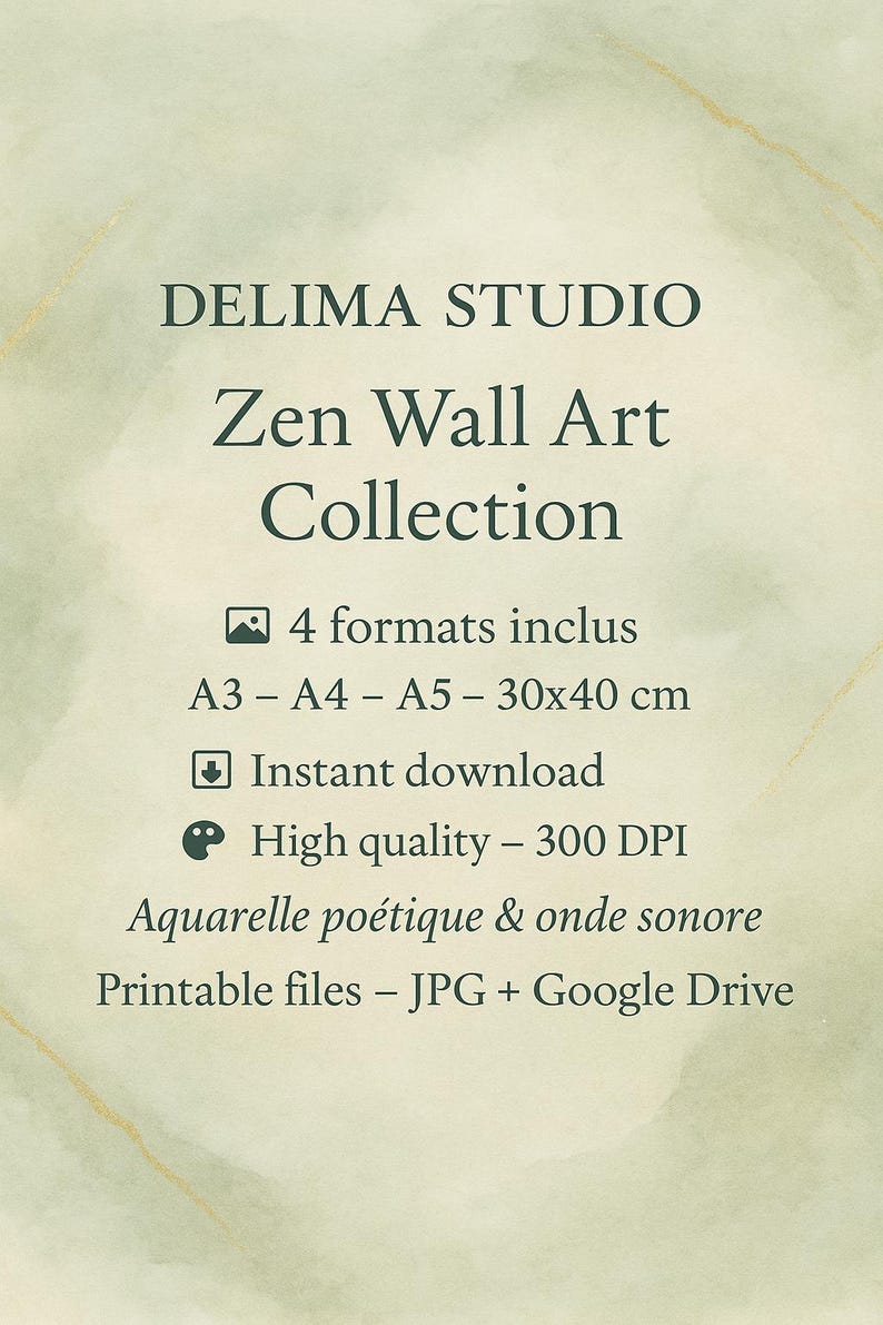 Zen Watercolor Soundwave Wall Art, Minimal Calm Decor, Sage Green ...