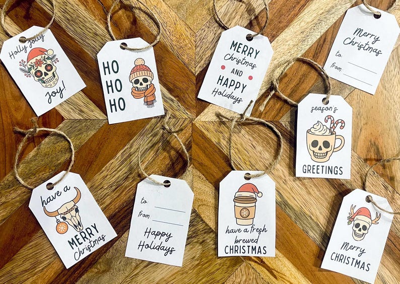Boho Christmas Gift Tags | Printable Holiday Tags | Rustic Coffee ...