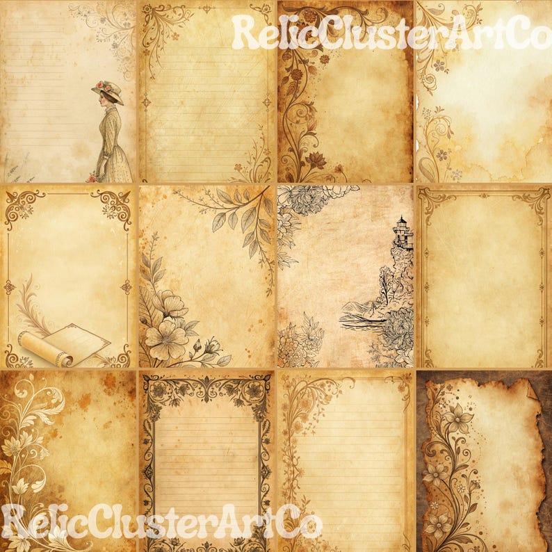 Antique Lined Parchment Paper, Victorian Journal Pages (digital ...