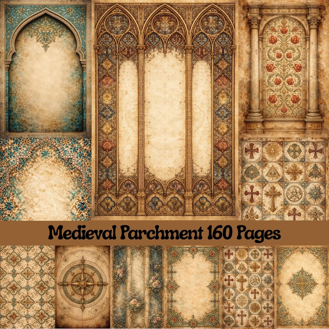Medieval Parchment Paper Junk Journal Kit, Gothic Scrapbook Papers, Old ...