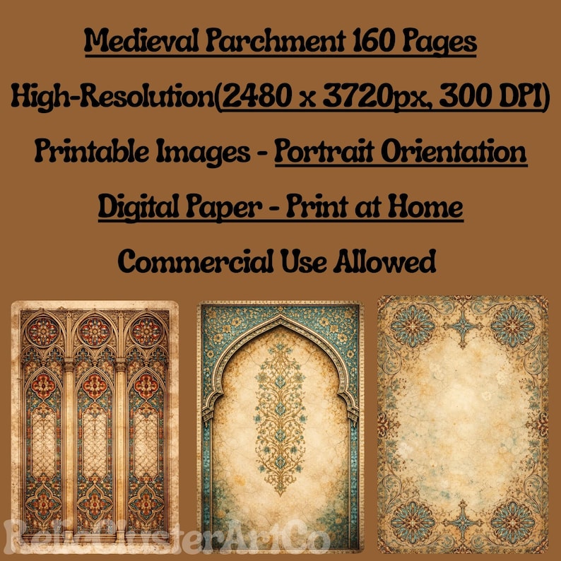 Medieval Parchment Paper Junk Journal Kit, Gothic Scrapbook Papers, Old ...