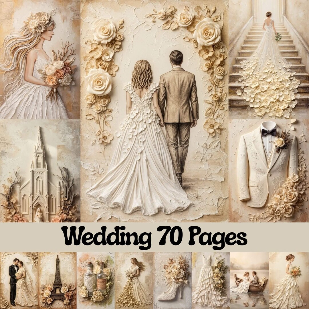 Vintage Wedding Junk Journal Kit, Scrapbook Journal Pages, Bridal ...