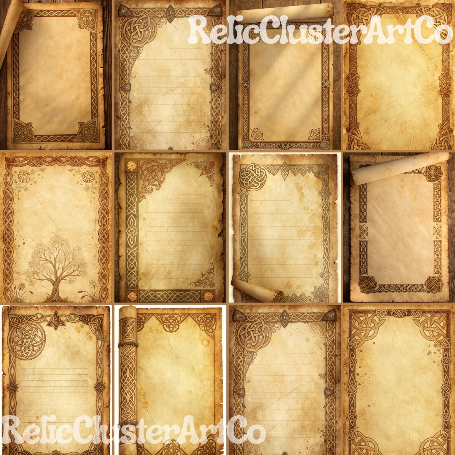 Medieval Manuscript Junk Journal | Celtic Knot Parchment Paper ...