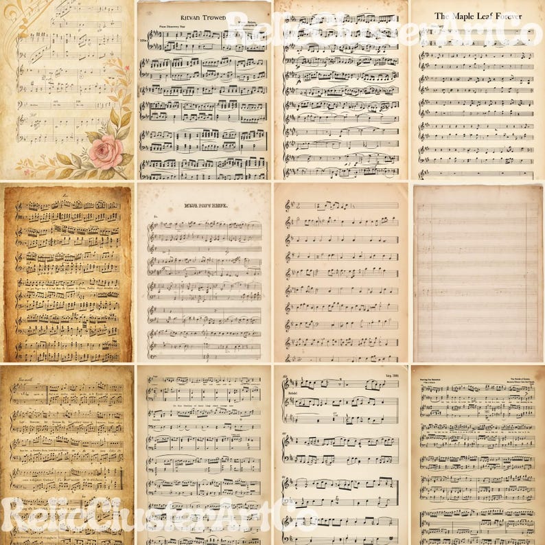 100 Vintage Sheet Music Pages | Printable Ephemera for Junk Journals ...