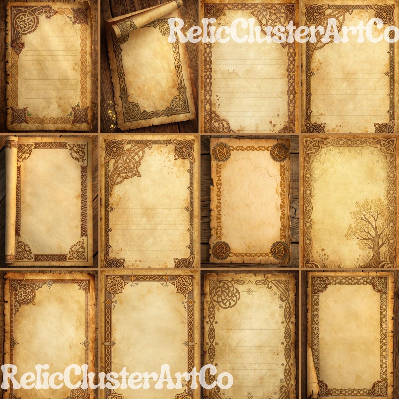 Medieval Manuscript Junk Journal | Celtic Knot Parchment Paper ...