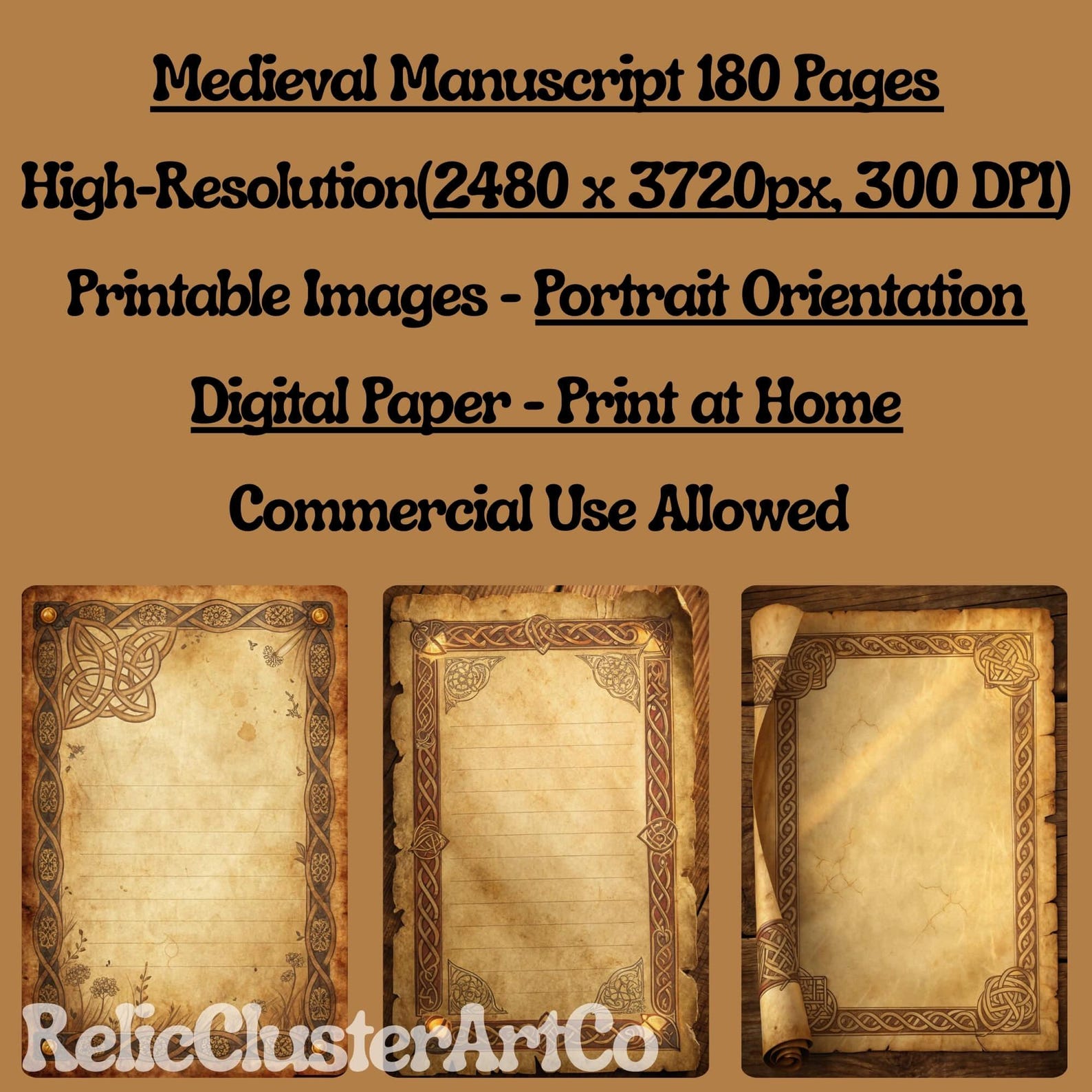 Medieval Manuscript Junk Journal | Celtic Knot Parchment Paper ...