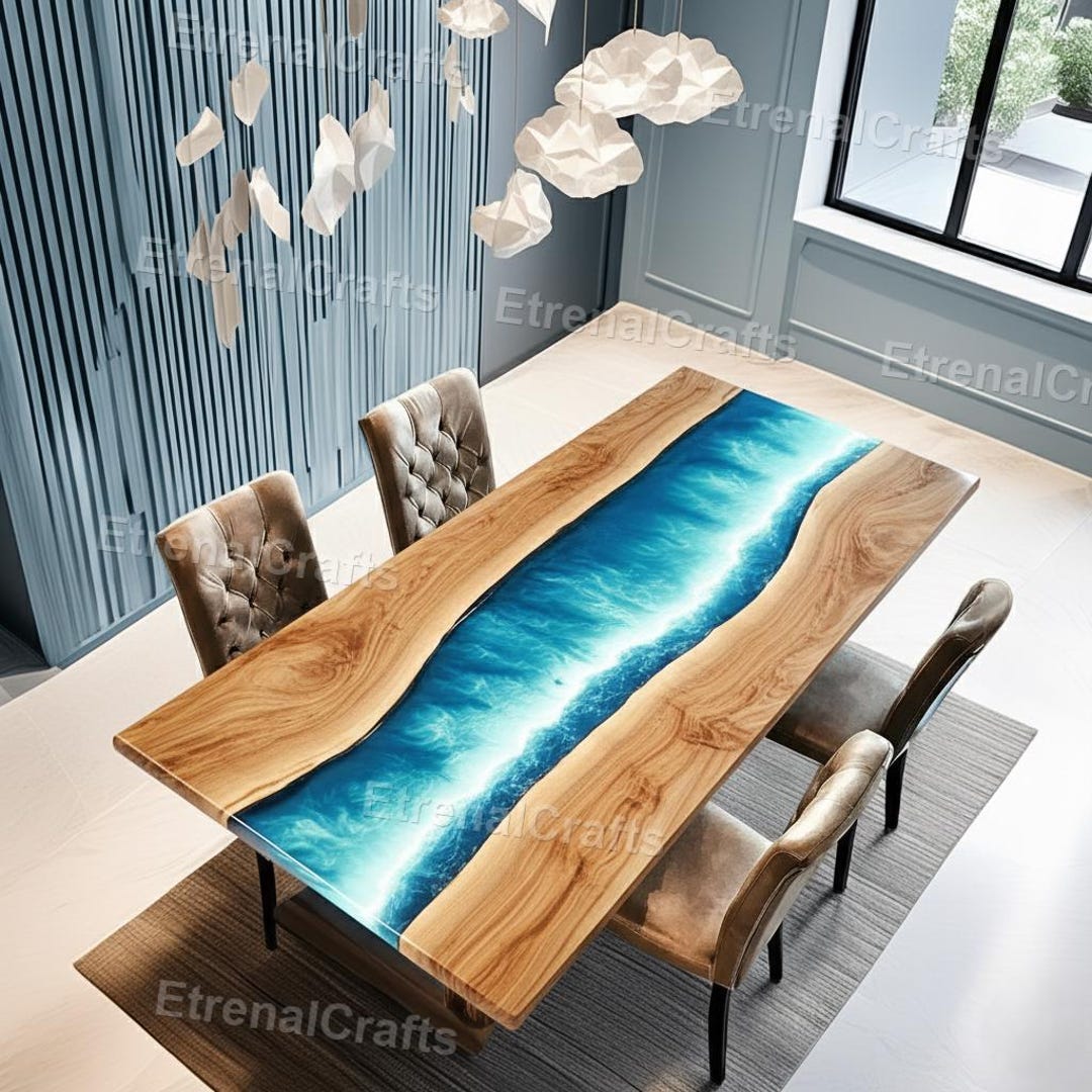 Luxury Live Edge Wood & Red Epoxy River Dining Table Handcrafted Resin ...