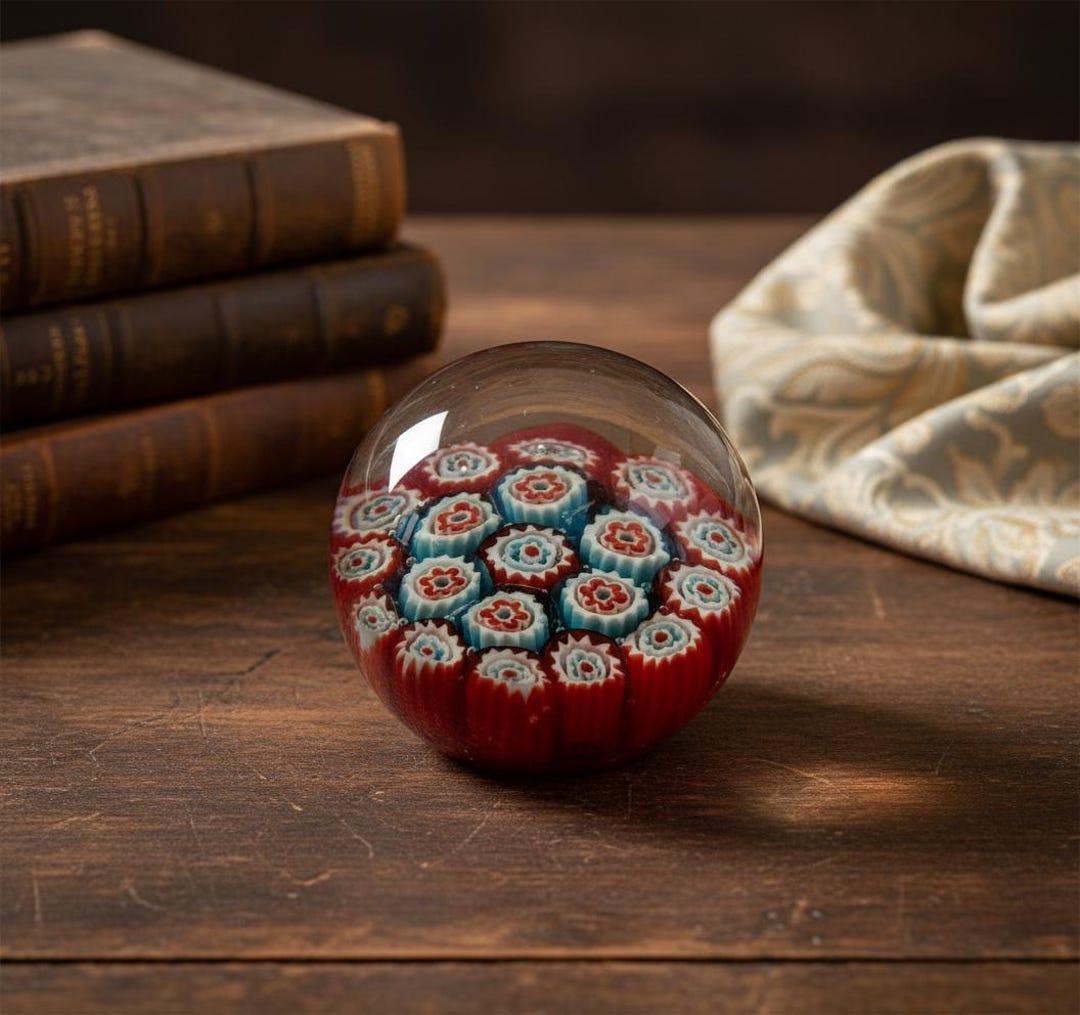 Small Millifiori Glass Paperweight - Etsy