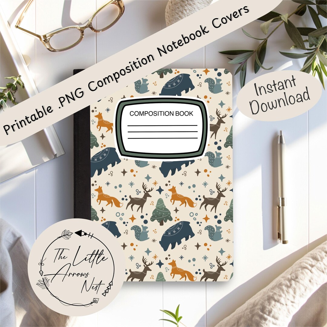 Woodland Animals Printable Composition Notebook Cover | Winter Norfolk ...