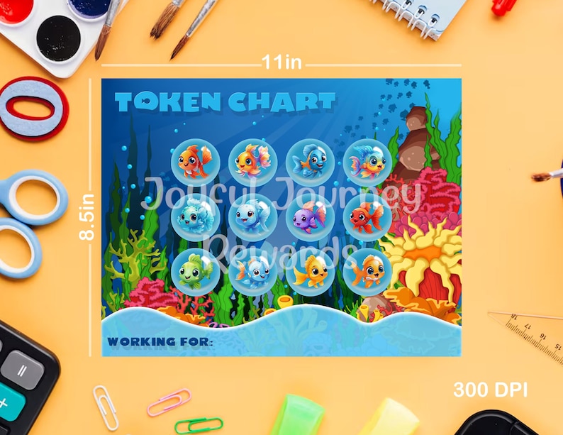Ocean Token Chart - 12 Token Reward System - Etsy